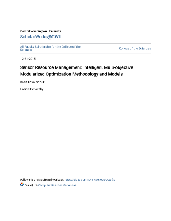 (PDF) Sensor Resource Management: Intelligent Multi-objective ...