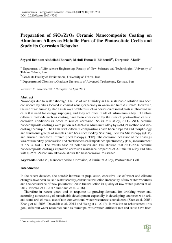 (PDF) Preparation of SiO2/ZrO2 ceramic nanocomposite coating on ...