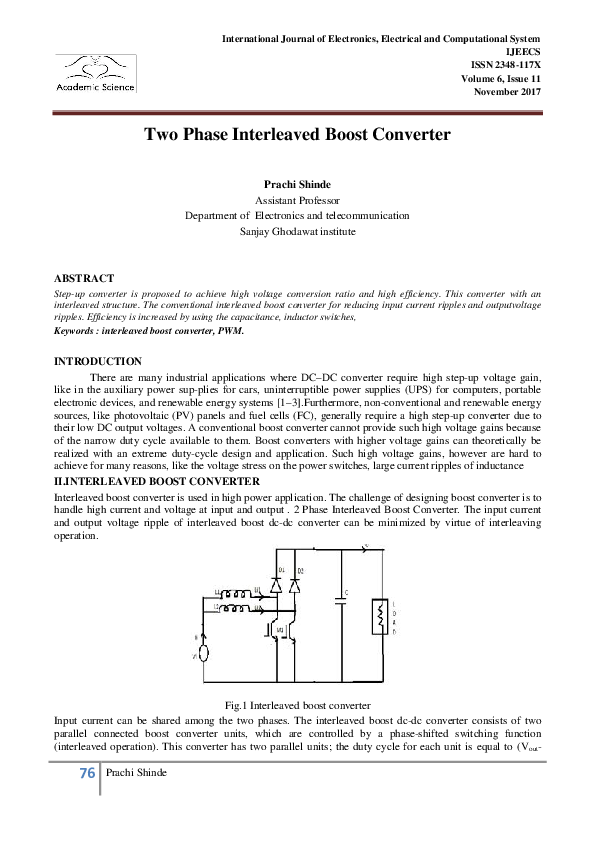 (PDF) Two Phase Interleaved Boost Converter