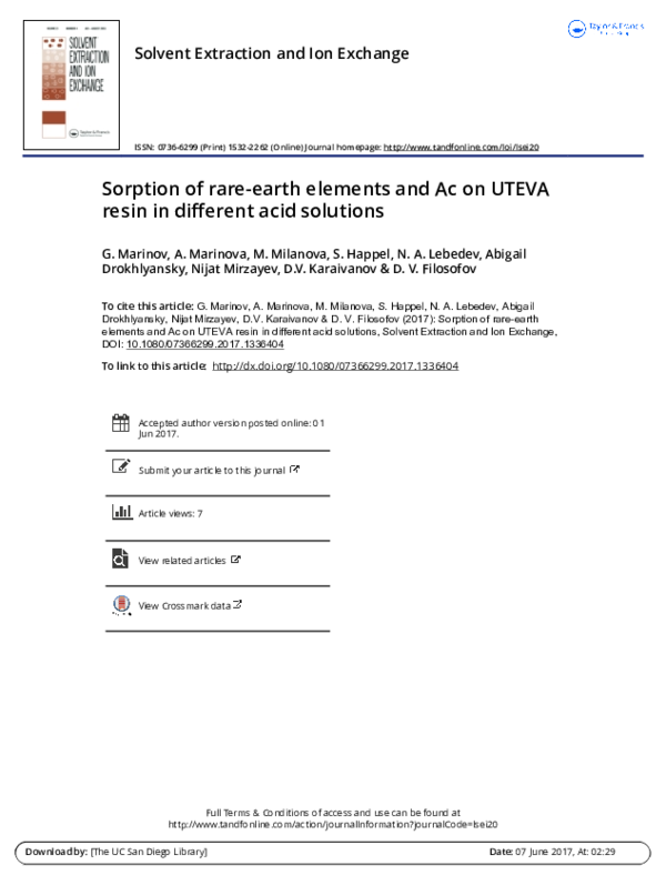 (PDF) Sorption of Rare-Earth Elements and Ac on UTEVA Resin in ...