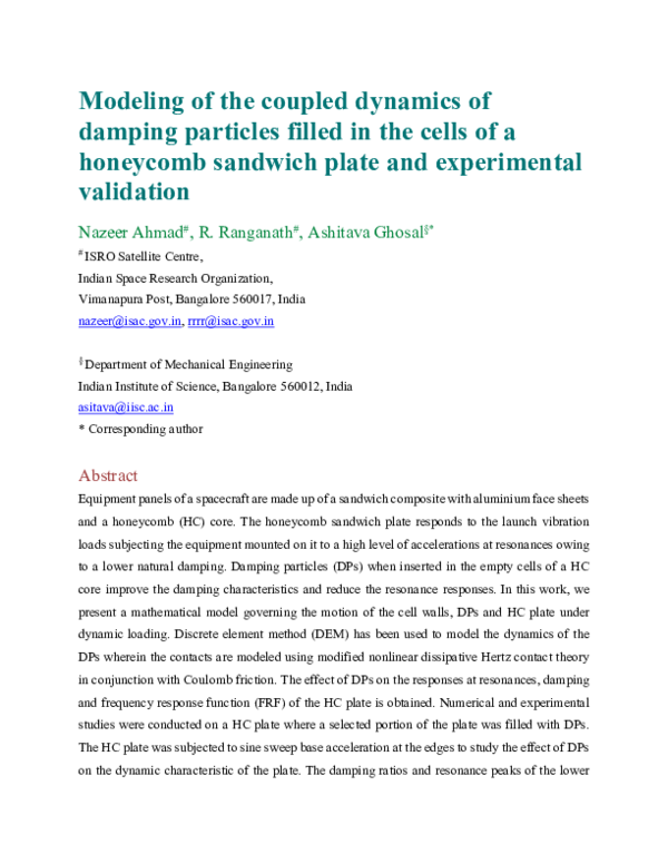 (PDF) Modeling of the coupled dynamics of damping particles filled in ...