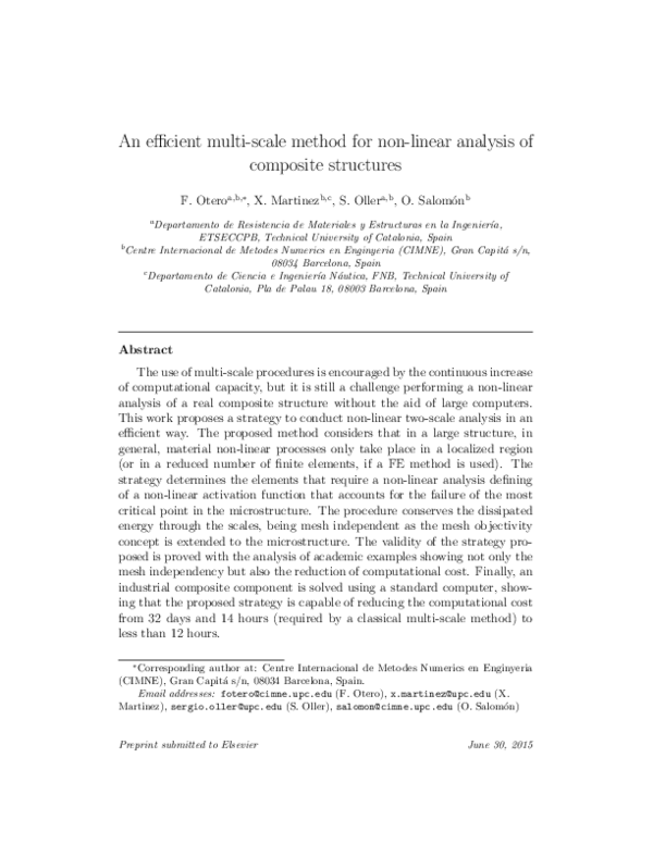 (PDF) An efficient multi-scale method for non-linear analysis of composite structures