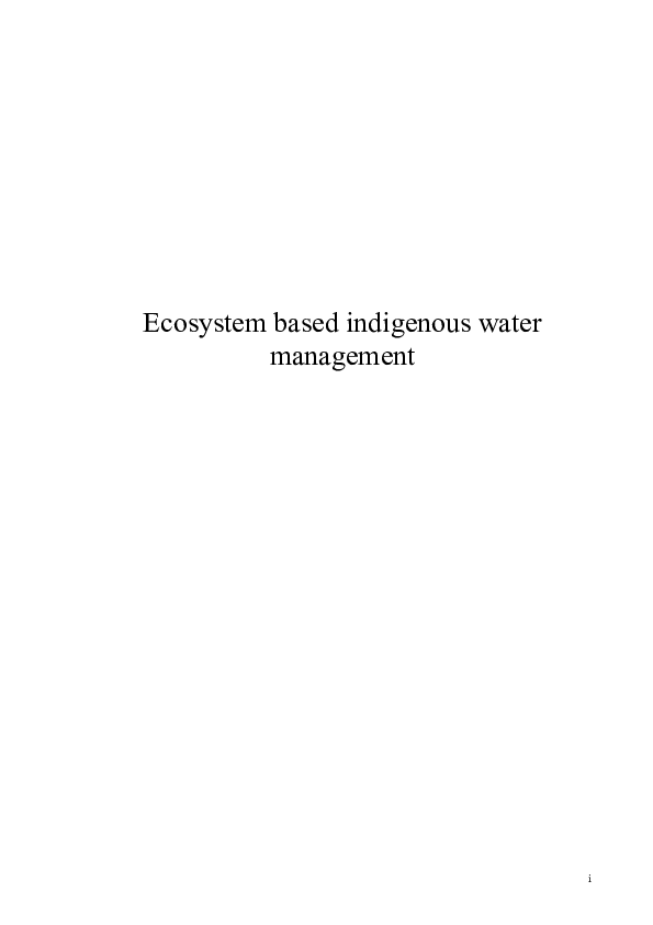 (PDF) Ecosystem based indigenous water management