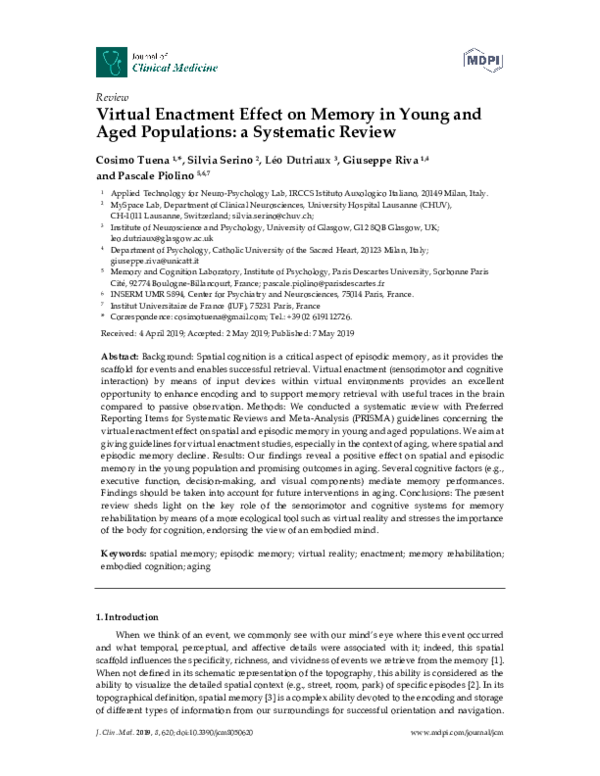 (PDF) Virtual Enactment Effect on Memory in Young and Aged Populations ...