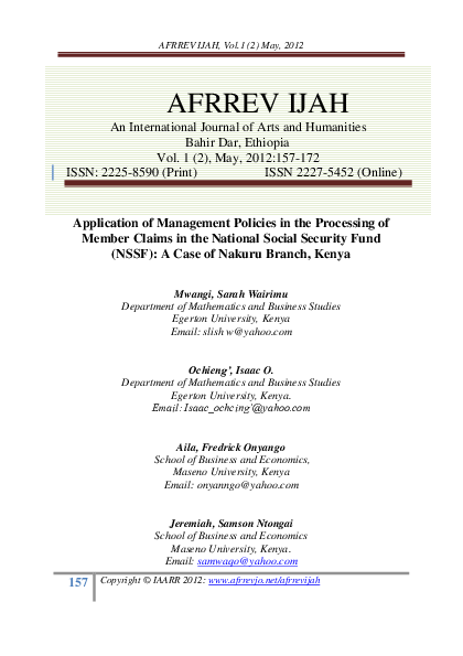 (PDF) Application of Management Policies in the Processing of Member ...