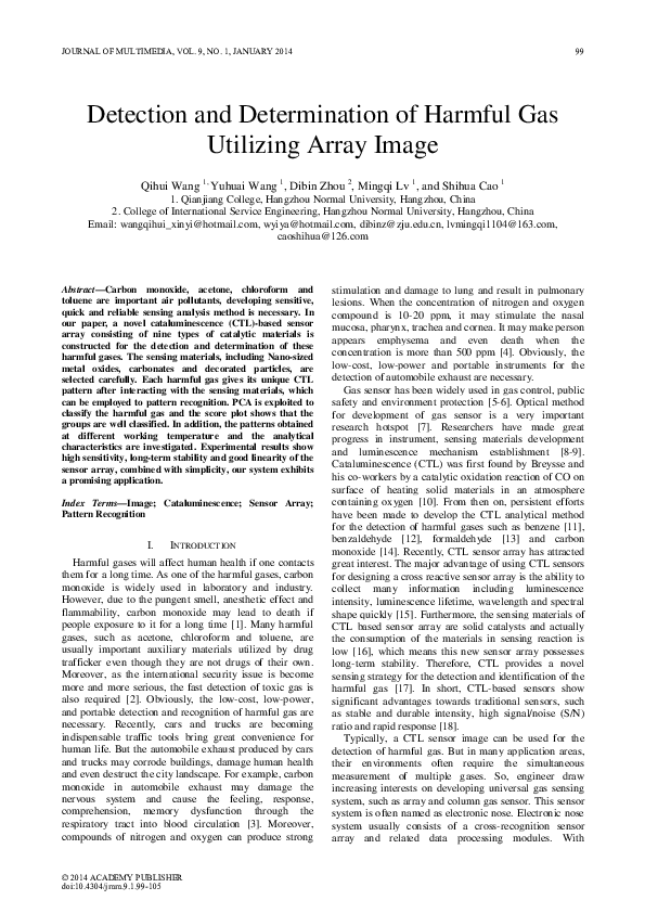 (PDF) Detection and Determination of Harmful Gas Utilizing Array Image
