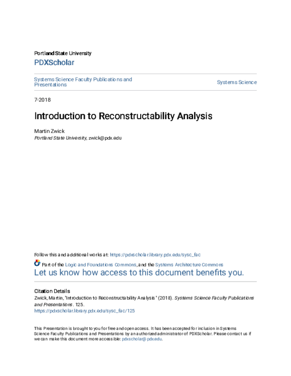 (PDF) Introduction to Reconstructability Analysis