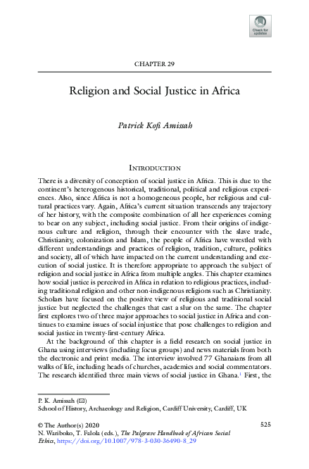 (PDF) Religion and Social Justice in Africa