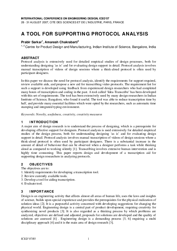 (PDF) A tool for Supporting Protocol Analysis