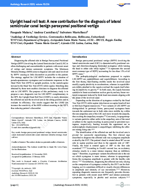 (PDF) Upright head roll test: A new contribution for the diagnosis of ...