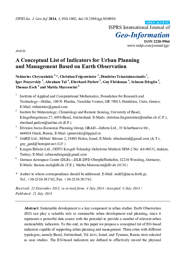 (PDF) EO-Based Indicators for Urban Planning
