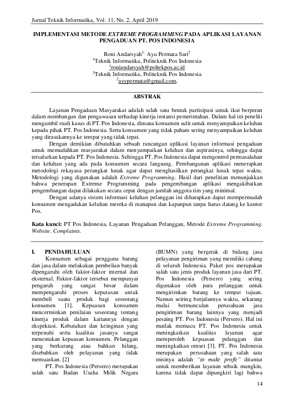 (PDF) Implementasi Metode Extreme Programming Pada Aplikasi Layanan ...