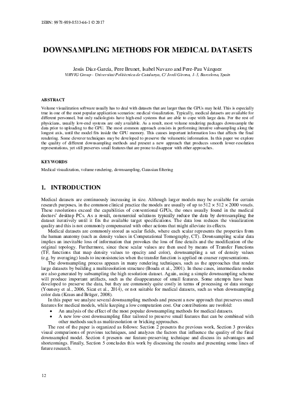 (PDF) Downsampling Methods for Medical Datasets
