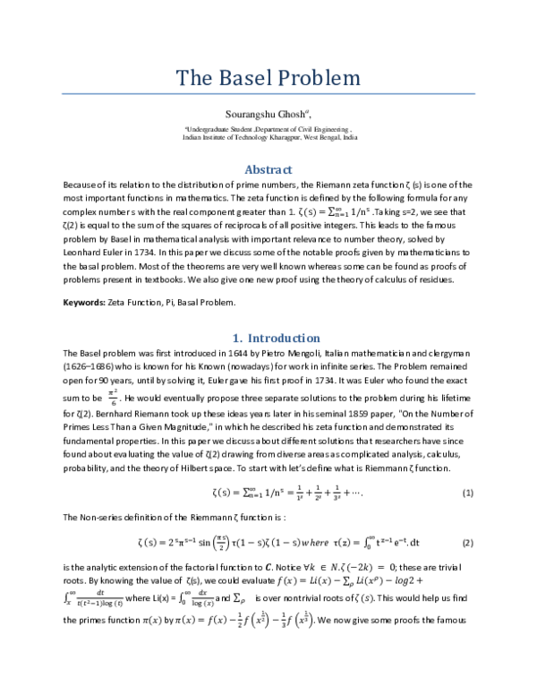 (PDF) The Basel Problem