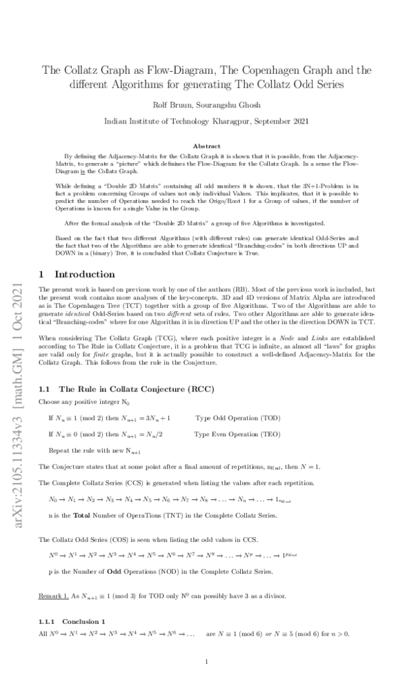 (PDF) The Collatz Graph as Flow-Diagram, The Copenhagen Graph and the ...