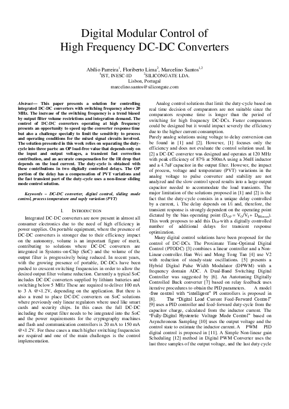 (PDF) Digital modular control of high frequency DC–DC converters