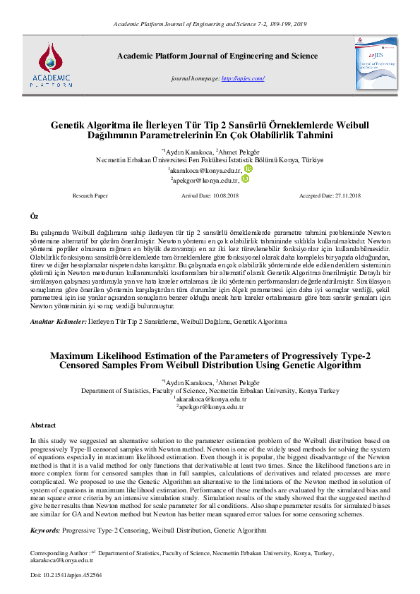 (PDF) Maximum Likelihood Estimation of the Parameters of Progressively Type-2 Censored Samples ...