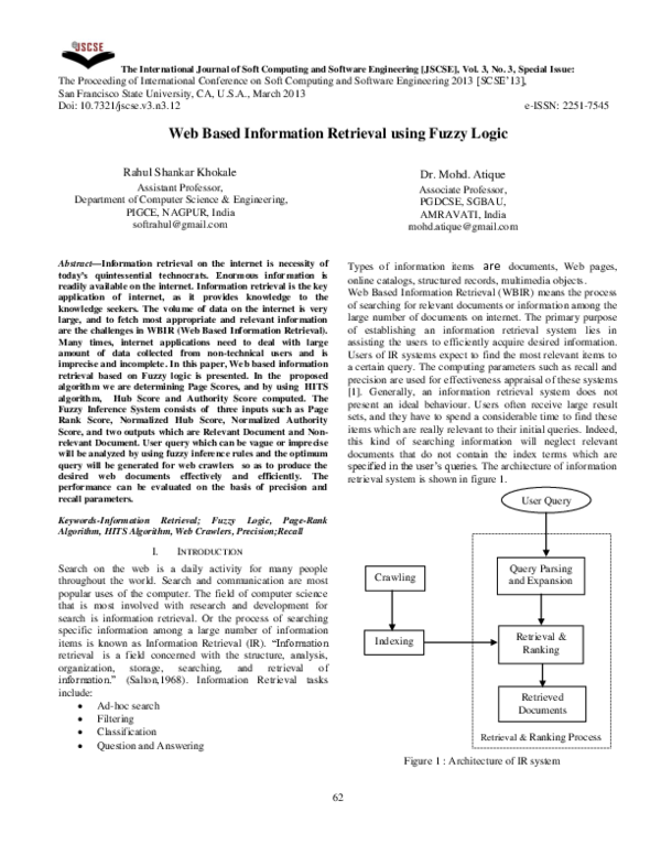 (PDF) Web Based Information Retrieval using Fuzzy Logic