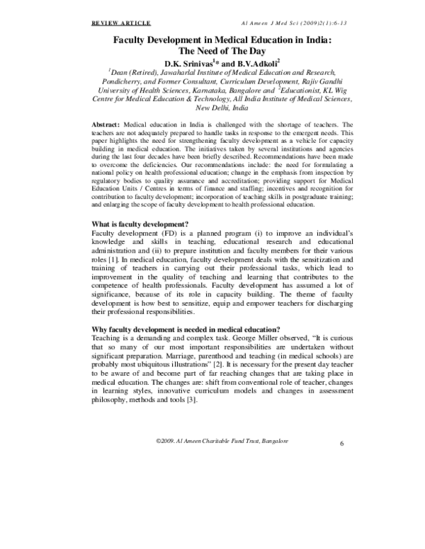 (PDF) Faculty development in medical education in India: the need of ...