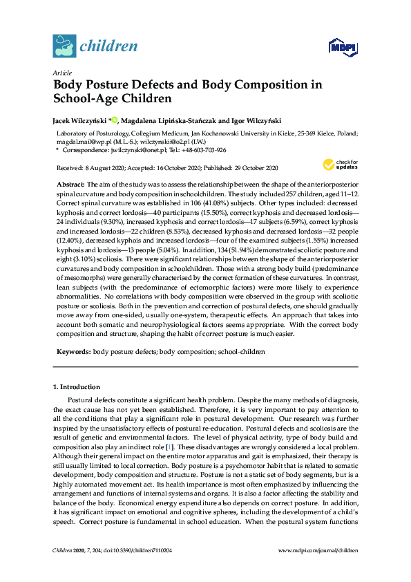 (PDF) Body Posture Defects and Body Composition in School-Age Children ...