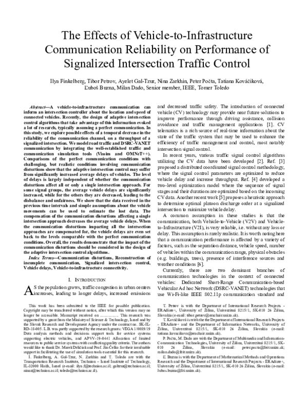 (PDF) The Effects of Vehicle-to-Infrastructure Communication ...
