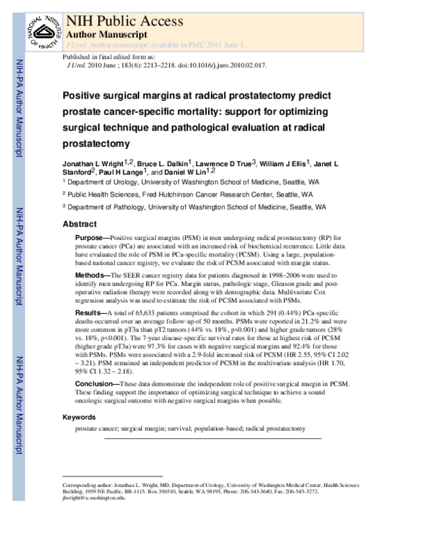 (PDF) Positive Surgical Margins at Radical Prostatectomy Predict ...