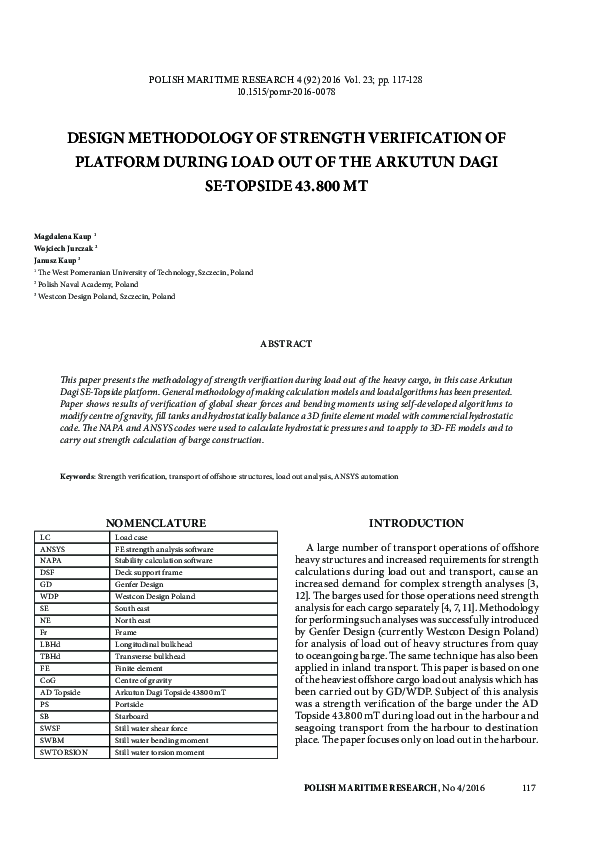 (PDF) Design Methodology of Strength Verification of Platform During ...