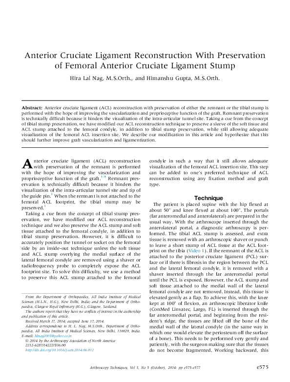 (PDF) Anterior cruciate ligament reconstruction with a double bundle ...