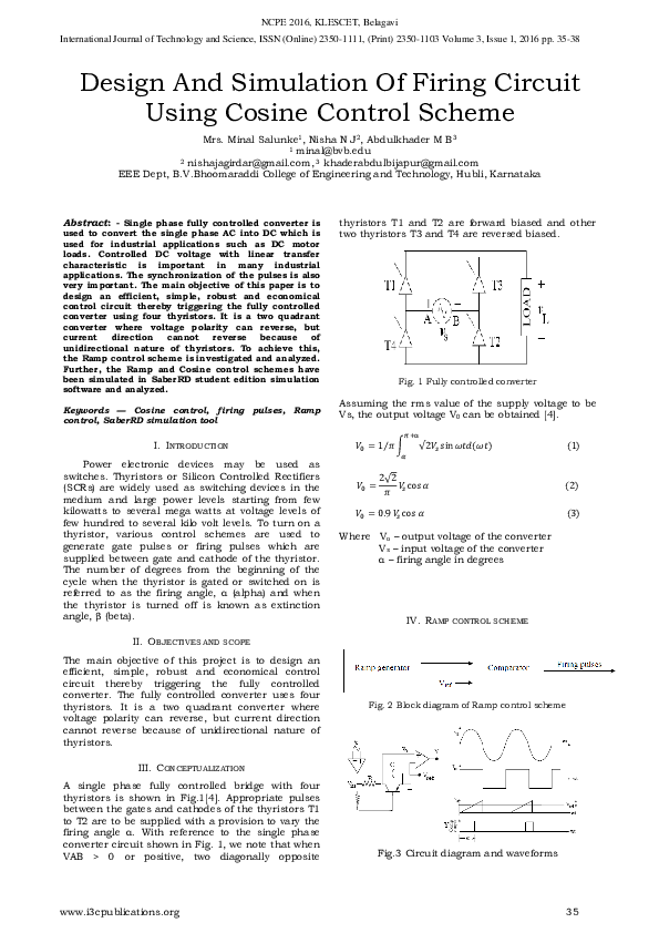 (PDF) Design And Simulation Of Firing Circuit Using Cosine Control Scheme