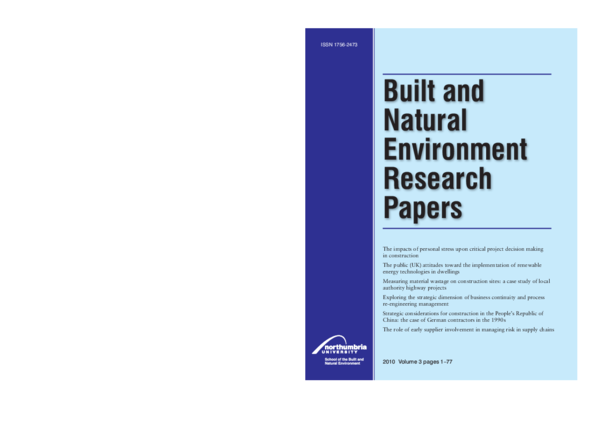 (PDF) Built and Natural Environment Research Papers