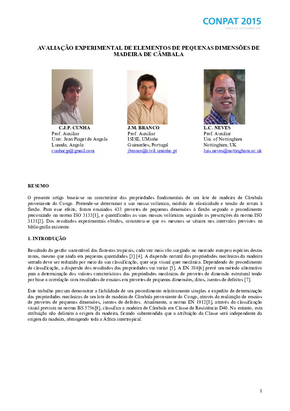 (PDF) Avaliação experimental de elementos de pequenas dimensões de ...
