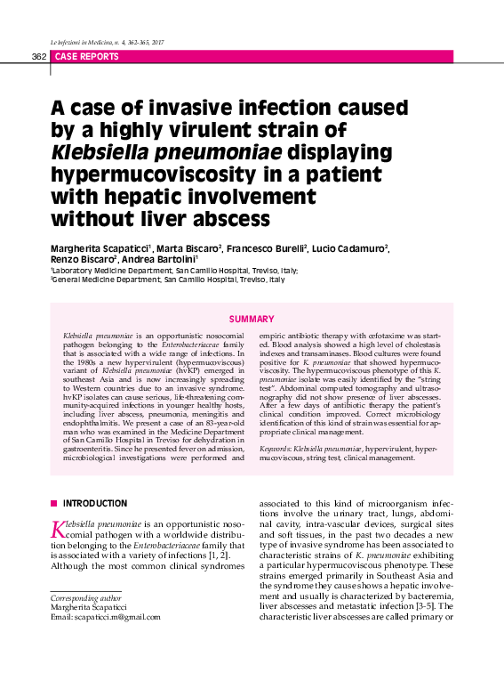 (PDF) Klebsiella pneumoniae liver abscess: a new invasive syndrome ...
