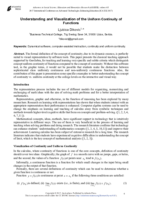 (PDF) Understanding and Visualization of the Uniform Continuity of ...