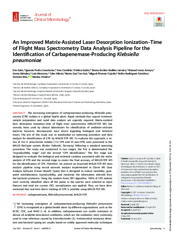 (PDF) An improved MALDI-TOF MS data analysis pipeline for the ...