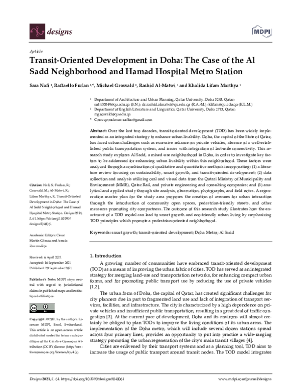 (PDF) Transit-Oriented Development in Doha: The Case of the Al Sadd ...