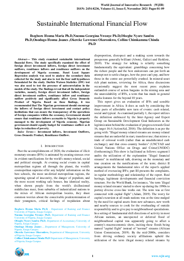 (PDF) Sustainable International Financial Flow