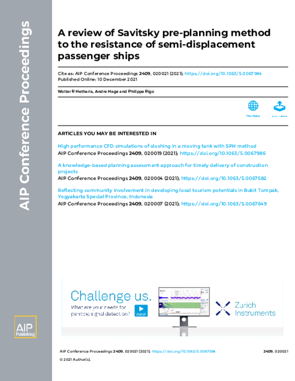 (PDF) A review of Savitsky pre-planning method to the resistance of semi-displacement passenger ...