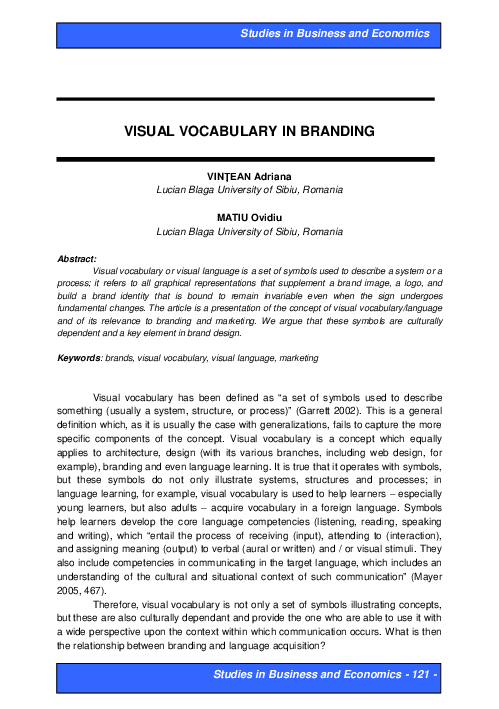 (PDF) Visual Vocabulary in Branding