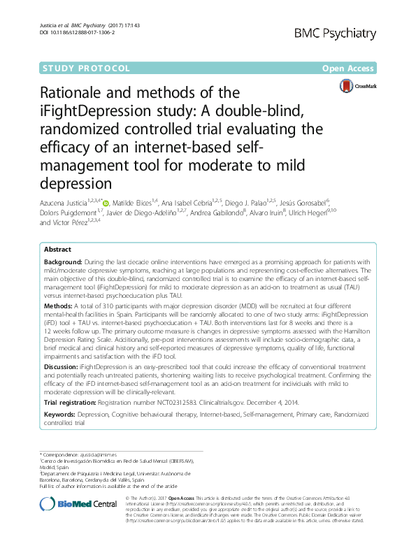 (PDF) Rationale and methods of the iFightDepression study: A double-blind, randomized controlled ...