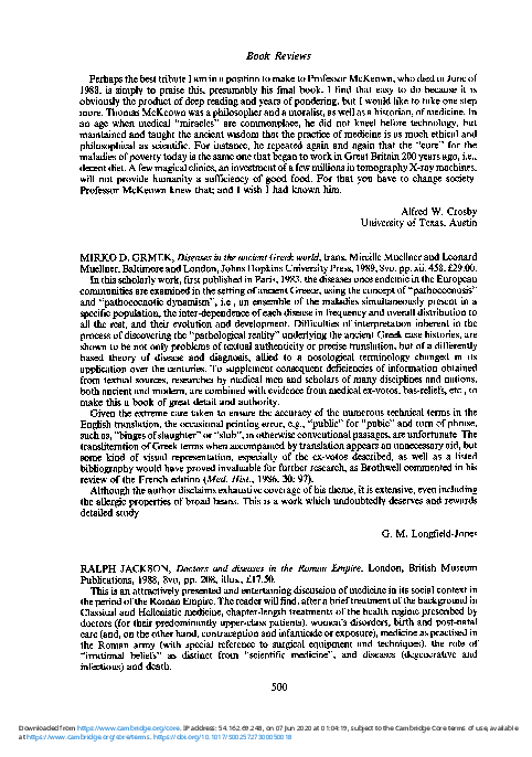 (PDF) Ralph Jackson, Doctors and diseases in the Roman Empire, London ...