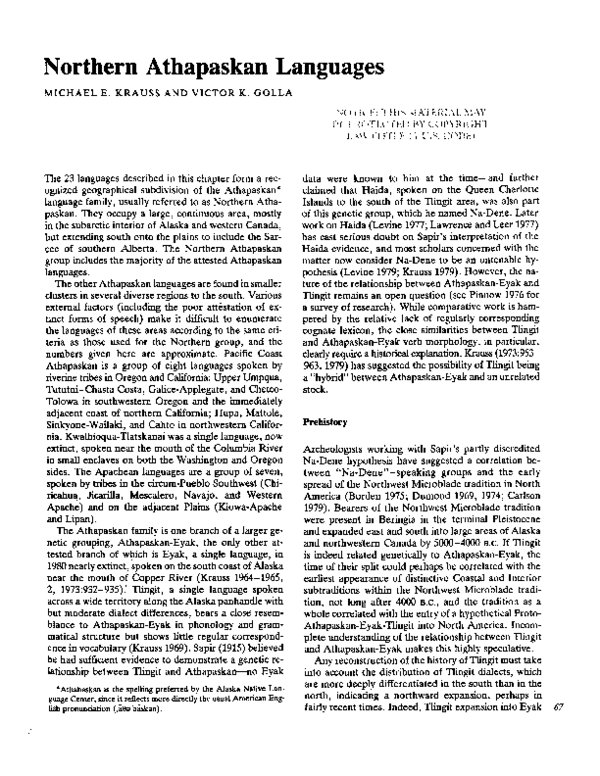 (PDF) Northern Athapaskan languages
