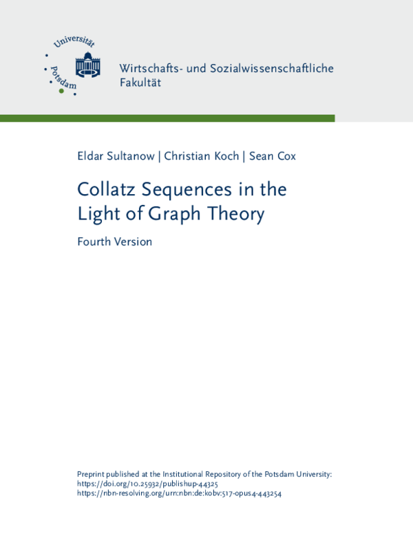 (PDF) Collatz Sequences in the Light of Graph Theory | Eldar Sultanow ...