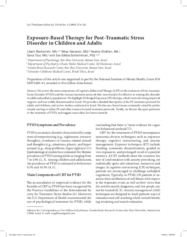 (PDF) Exposure-based therapy for post-traumatic stress disorder in ...
