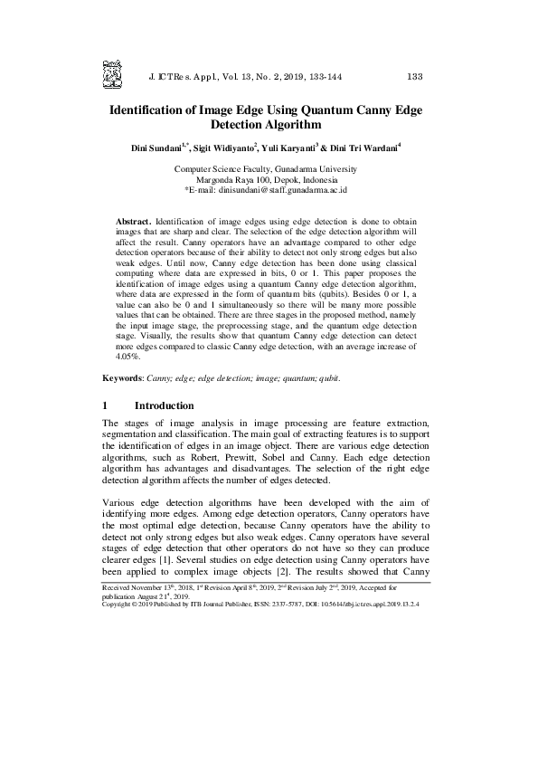 Pdf Identification Of Image Edge Using Quantum Canny Edge Detection Algorithm