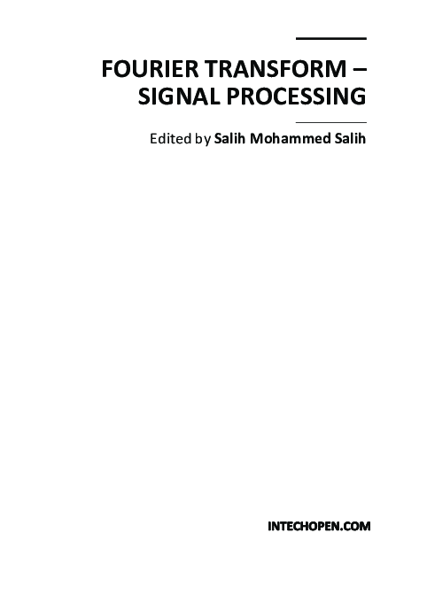 Pdf Fourier Transform Signal Processing