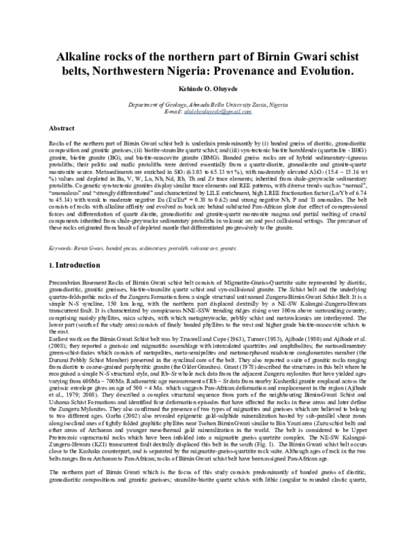 (DOC) Alkaline rocks of the northern part of Birnin Gwari schist belts ...