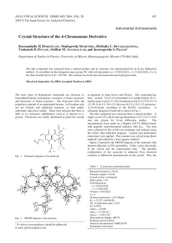 (PDF) Crystal structure of the 4-chromanone derivative