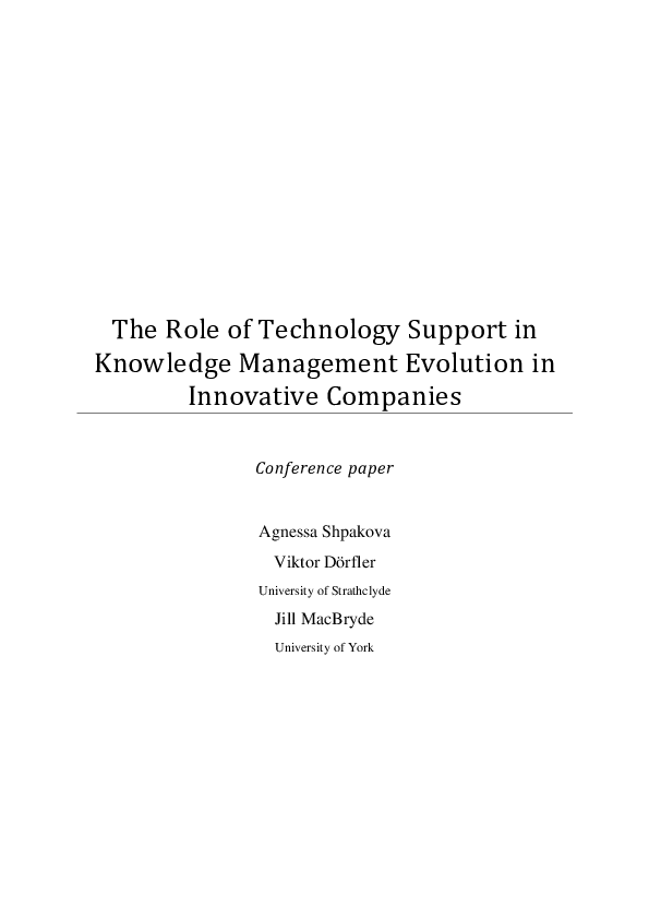 (PDF) The role of technology support in knowledge management evolution ...