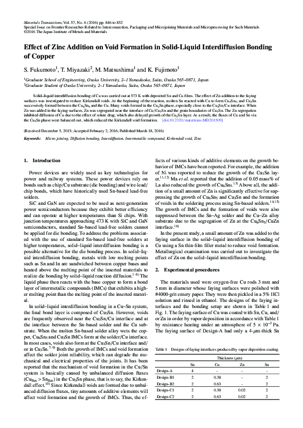 (PDF) Effect of Zinc Addition on Void Formation in Solid-Liquid ...