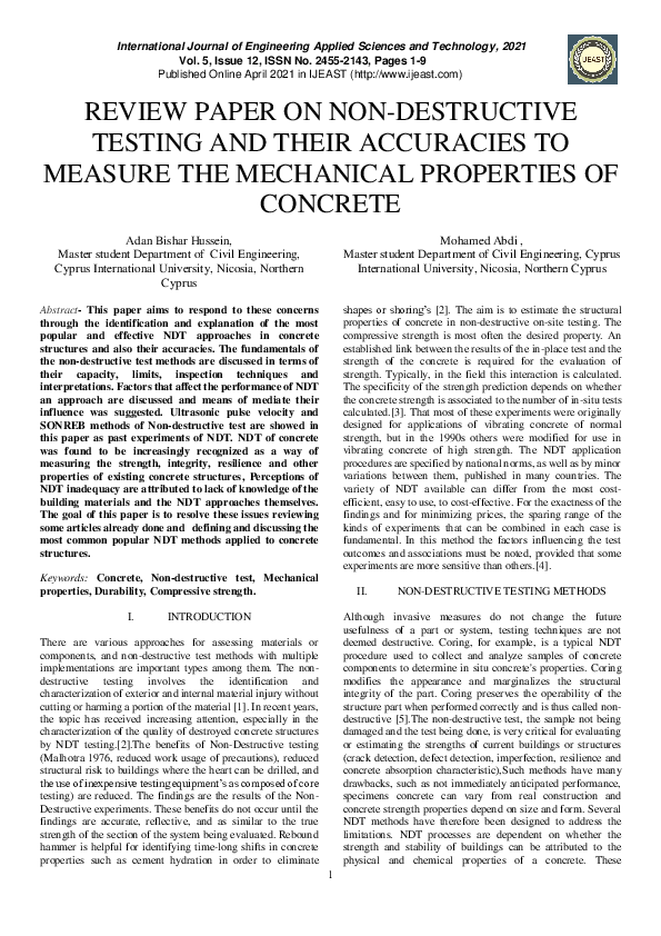 (PDF) Review Paper on Non-Destructive Testing and Their Accuracies to ...